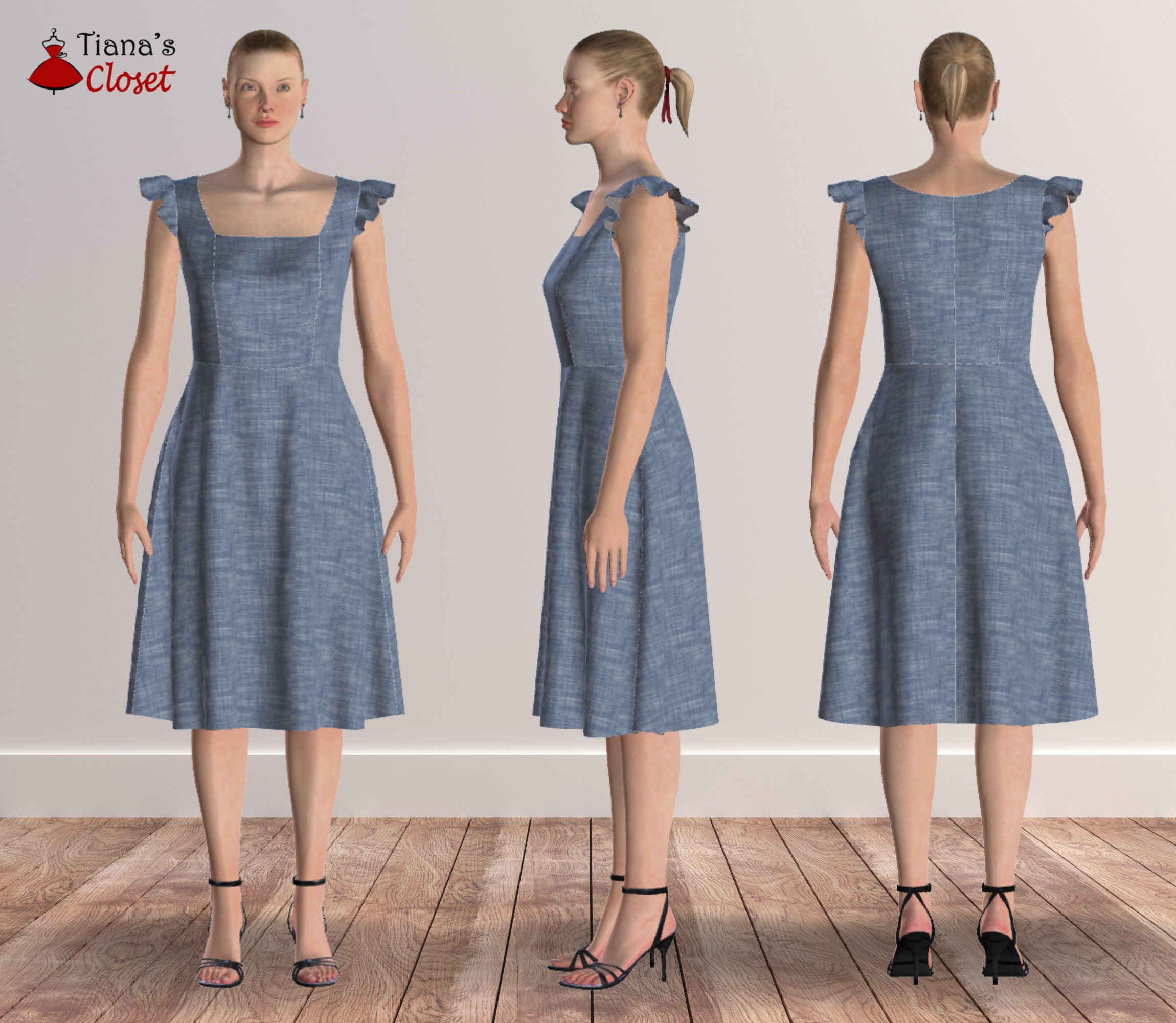 Nadine Flutter Sleeve Dress PDF Sewing Pattern Digital Sewing Pattern ...