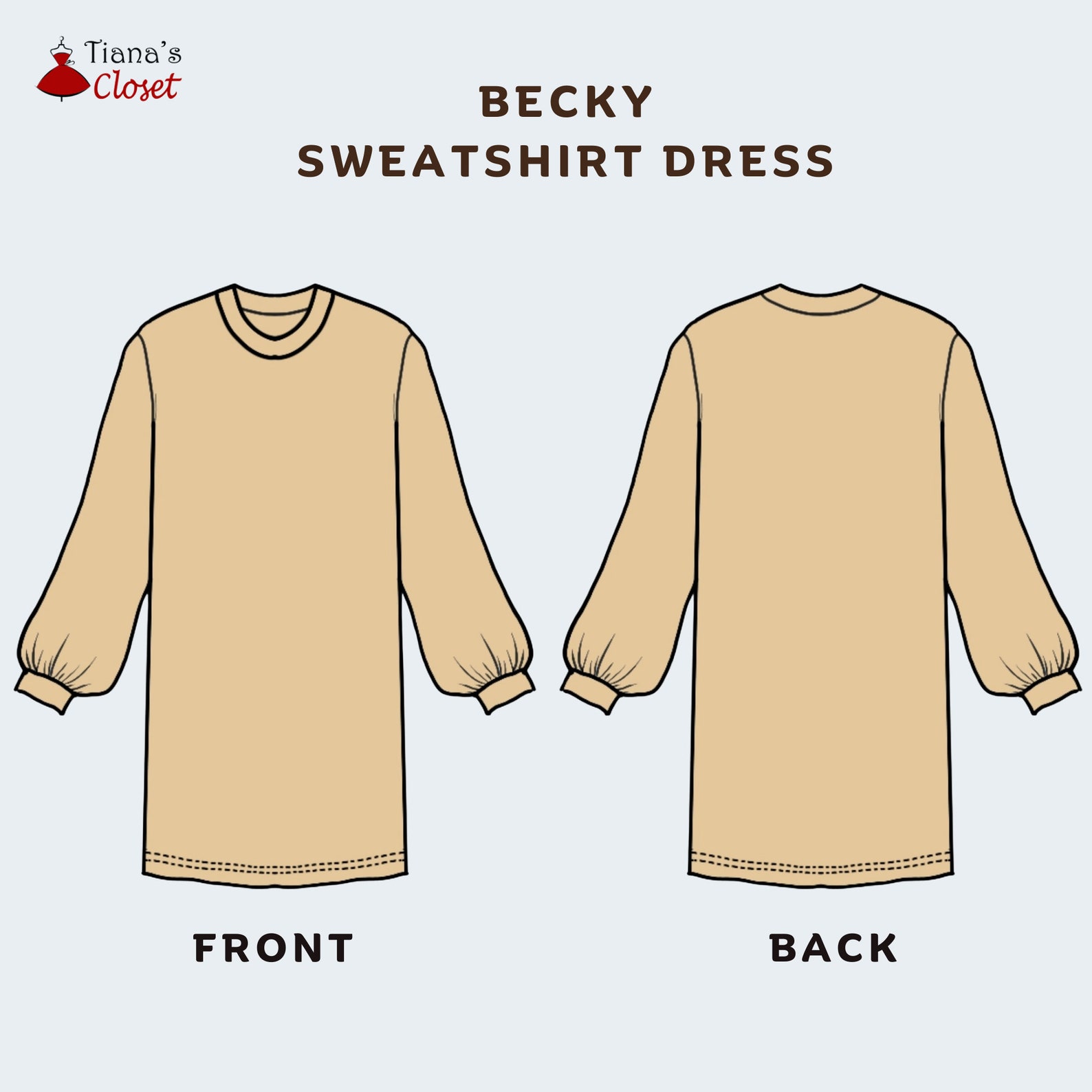 Becky Sweatshirt Dress PDF Sewing Pattern: Beginner Friendly, Plus ...