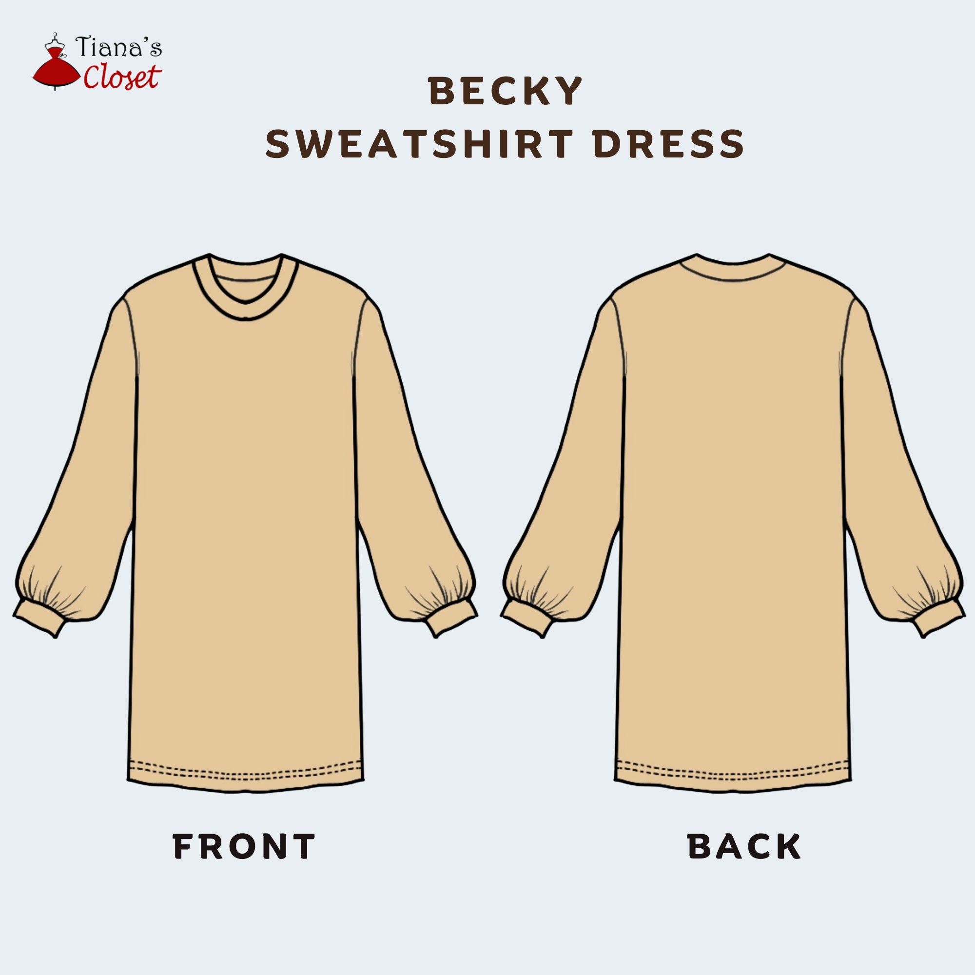 Becky Sweatshirt Dress PDF Sewing Pattern Digital Sewing Pattern for ...