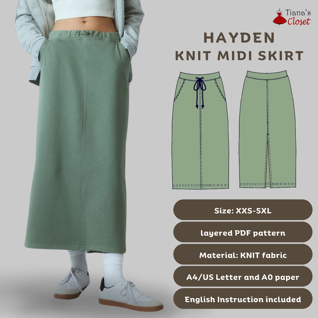 Hayden Knit Midi Skirt| Digital Sewing Pattern for Beginners ...