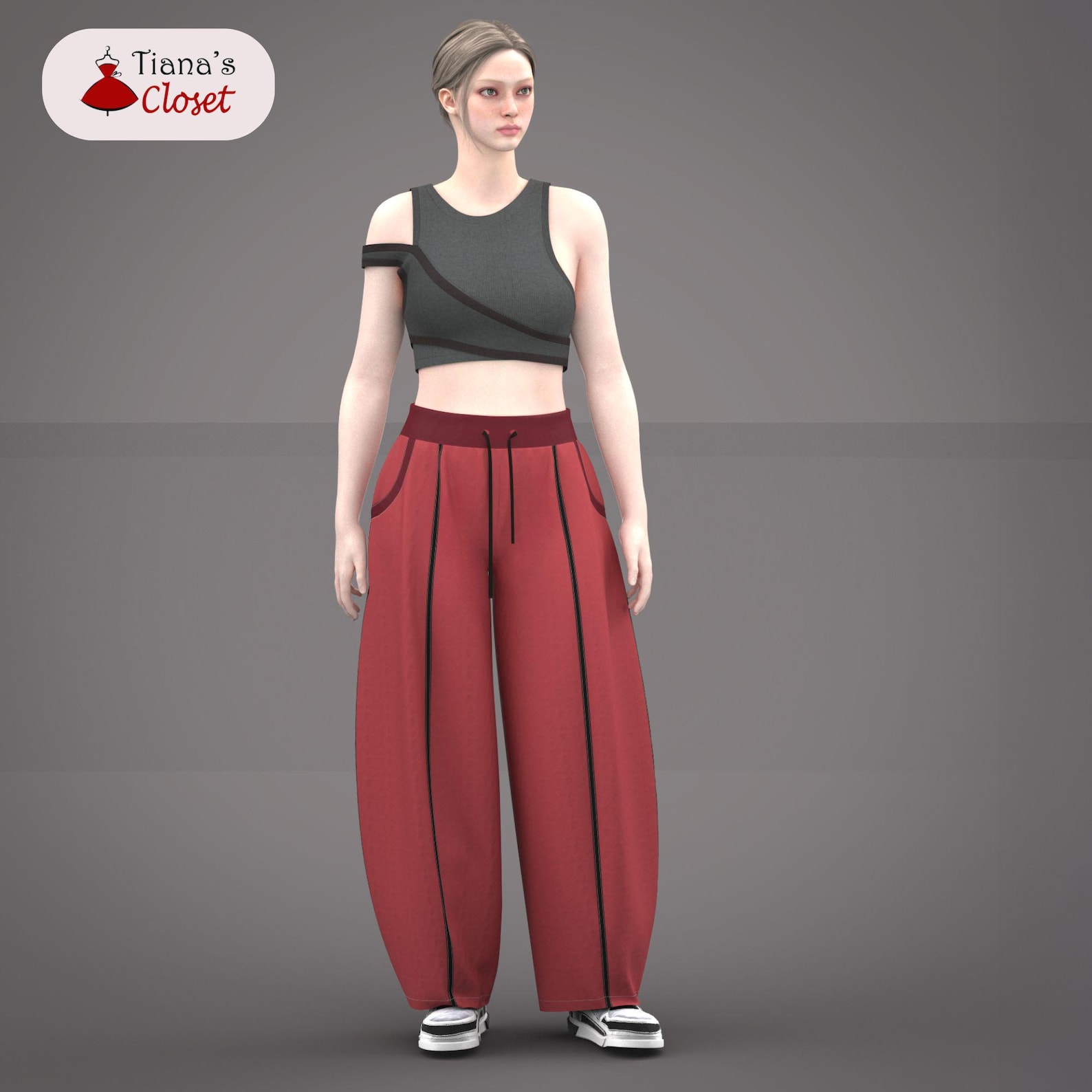 Maren Paneled Barrel Track Pants Sewing Pattern: Knit Fabric, XXS-5XL ...