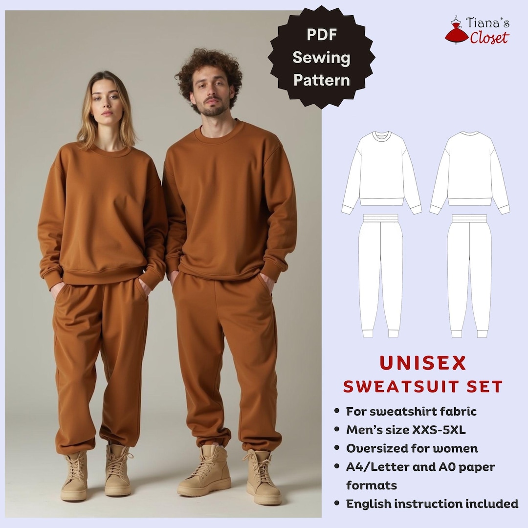 Unisex Sweatsuit Sewing Pattern: Basic Knit Lounge Set (PDF Pattern) - Etsy