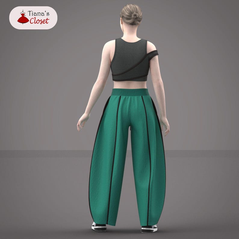 Maren Paneled Barrel Track Pants Sewing Pattern: Knit Fabric, XXS-5XL ...