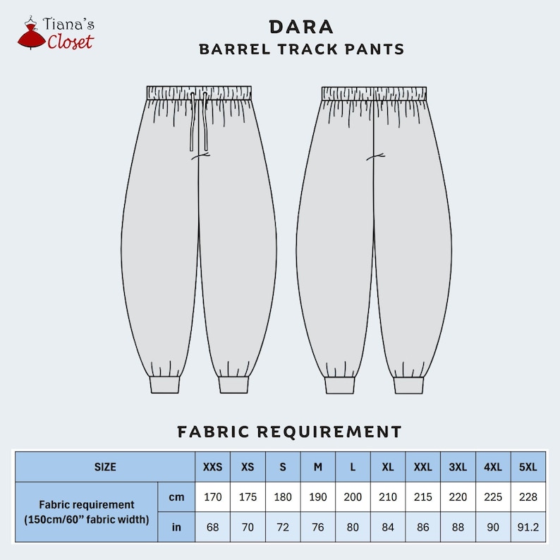 Dara Barrel Track Pants Sewing Pattern: Beginner Loungewear (PDF) - Etsy