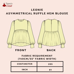 Leonie Asymmetrical Ruffle Hem Blouse | Easy Digital Sewing Pattern for ...