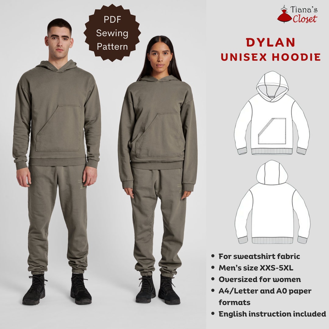 Dylan Hoodie With Asymmetrical Pocket - PDF Sewing Pattern | Digital ...