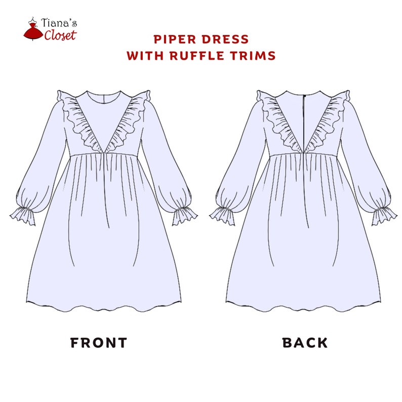 Piper Ruffle Dress Sewing Pattern: Girls' Easy Sew (PDF Pattern) - Etsy