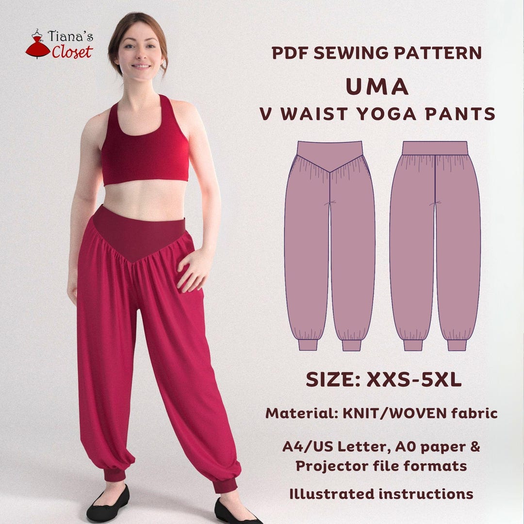 Uma Yoga Pants Sewing Pattern: Boho Wide Leg Lounge Pants (PDF Download ...