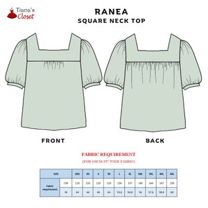 Ranea Square Neck Puffed Sleeve Top | Beginner Friendly Digital Sewing ...