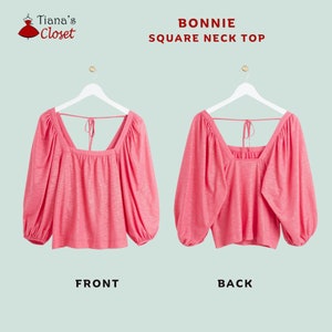 Bonnie Square Neck Puffed Sleeve Top | Digital Sewing Pattern for Women ...