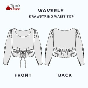 Waverly Puffed Sleeve Drawstring Top | Digital Sewing Pattern for Women ...