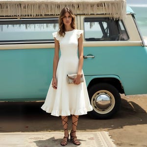 Petite Sizes Genevieve Ruffle Midi Dress Sewing Pattern: Occasion Dress ...