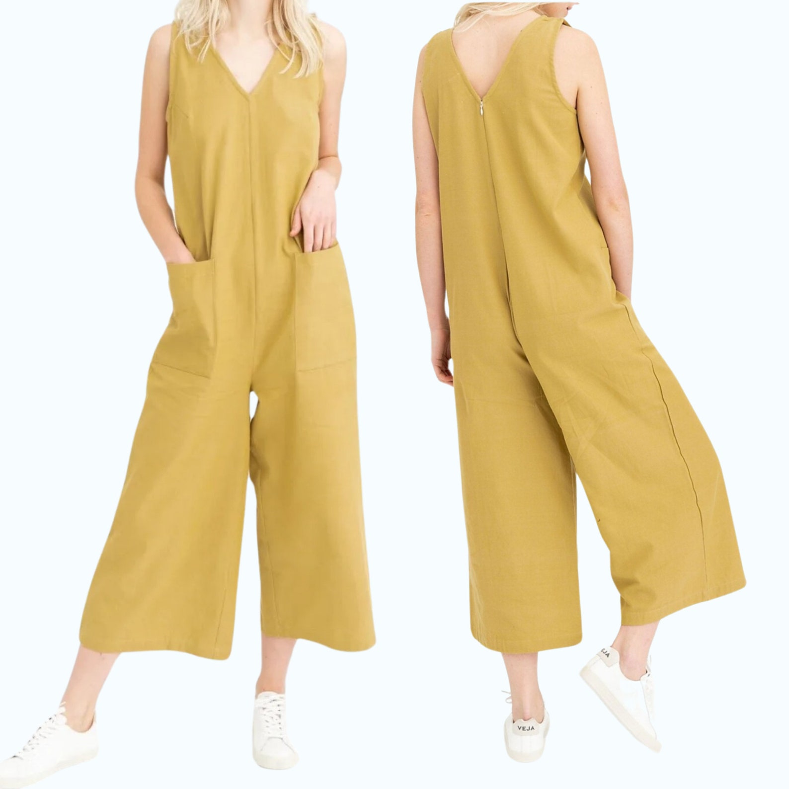 PETITE SIZES Minimalist Jumpsuit Sewing Pattern Kora V Neck Loose Fit ...