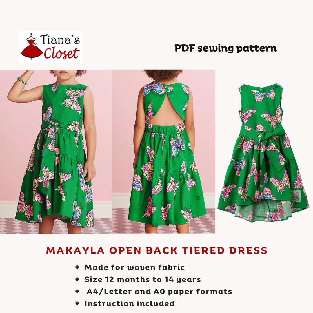 Makayla Open Back Tiered Dress - PDF Sewing Pattern | Sewing Pattern ...