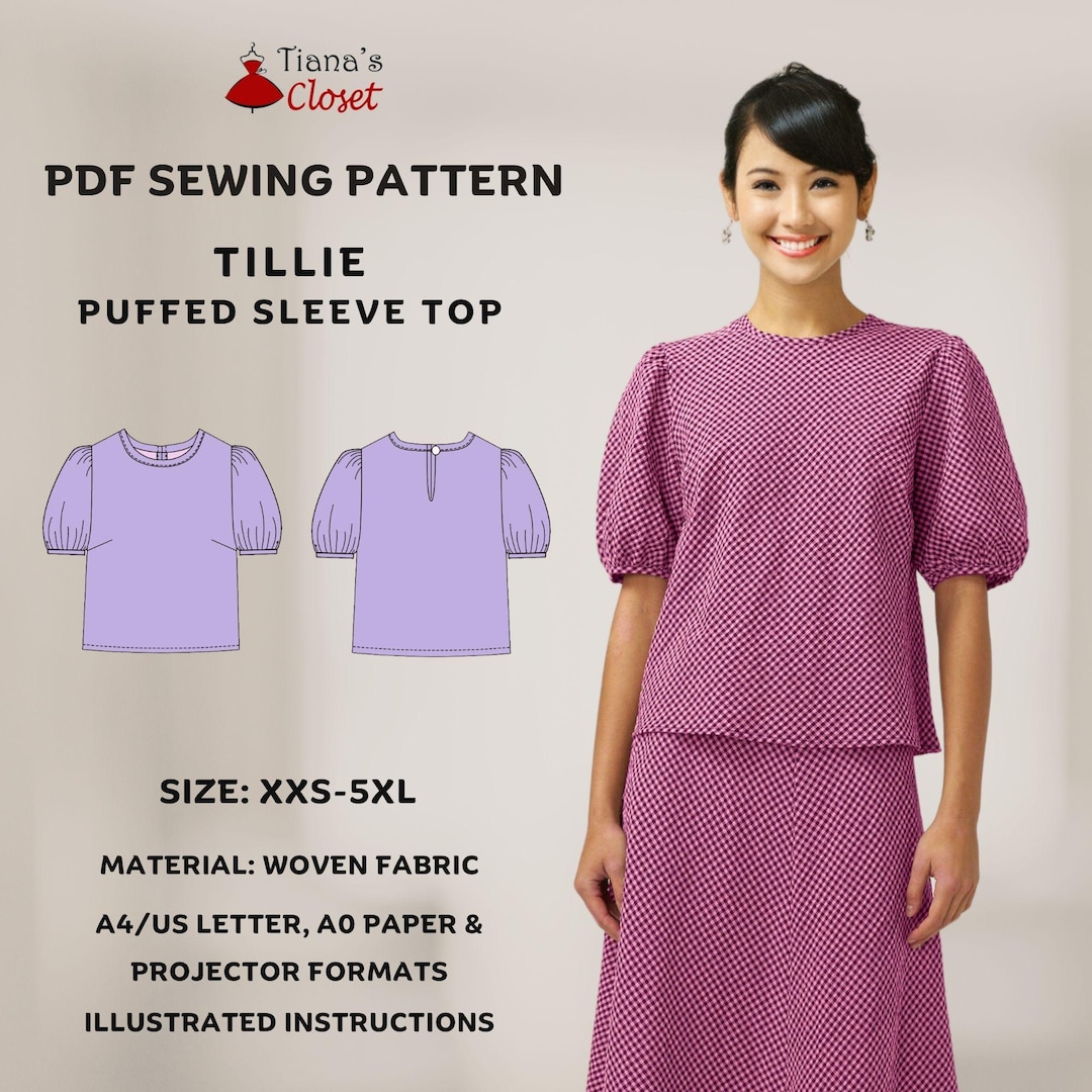 Tillie Puff Sleeve Top - PDF Sewing Pattern | Digital Sewing Pattern ...