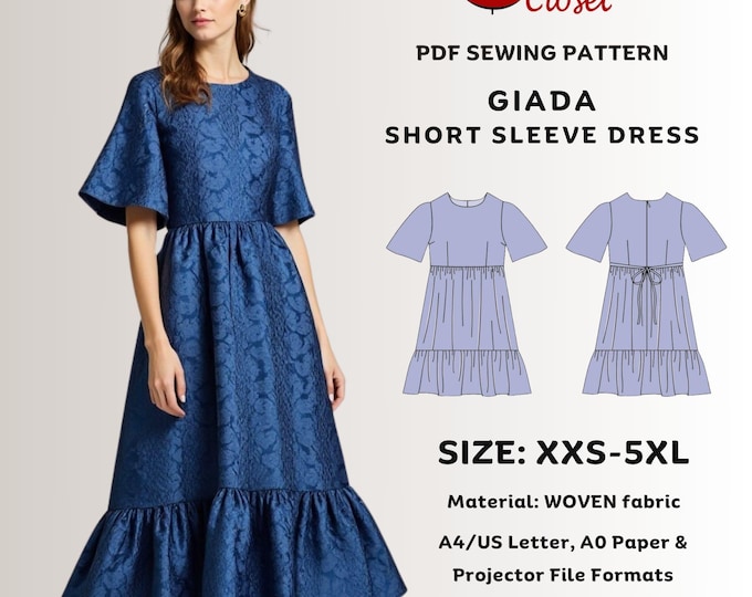 Flounce Tiered Dress Digital PDF Sewing Pattern With Mini, Midi, and ...