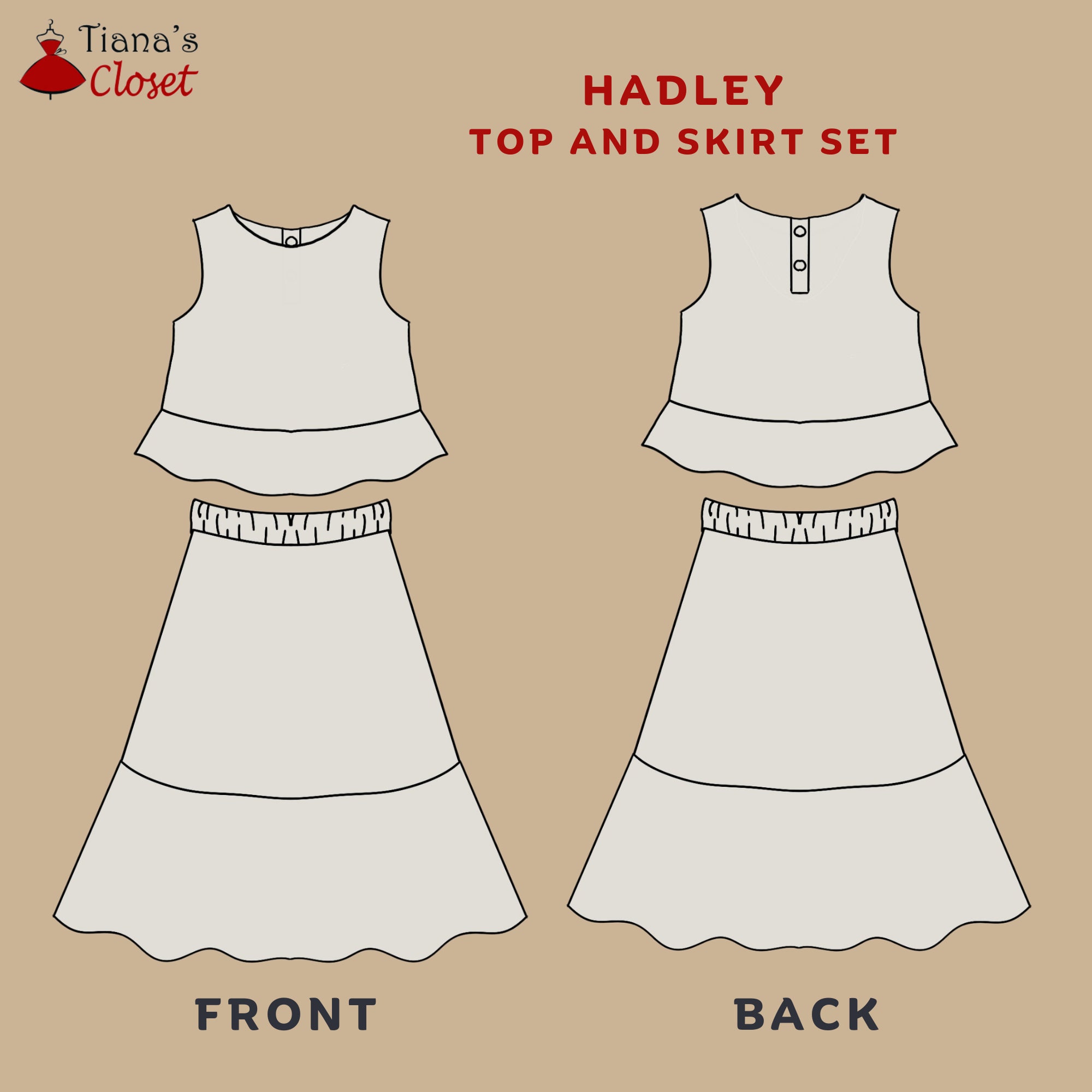 Hadley Top and Skirt Set PDF Sewing Pattern Digital Sewing Pattern for ...