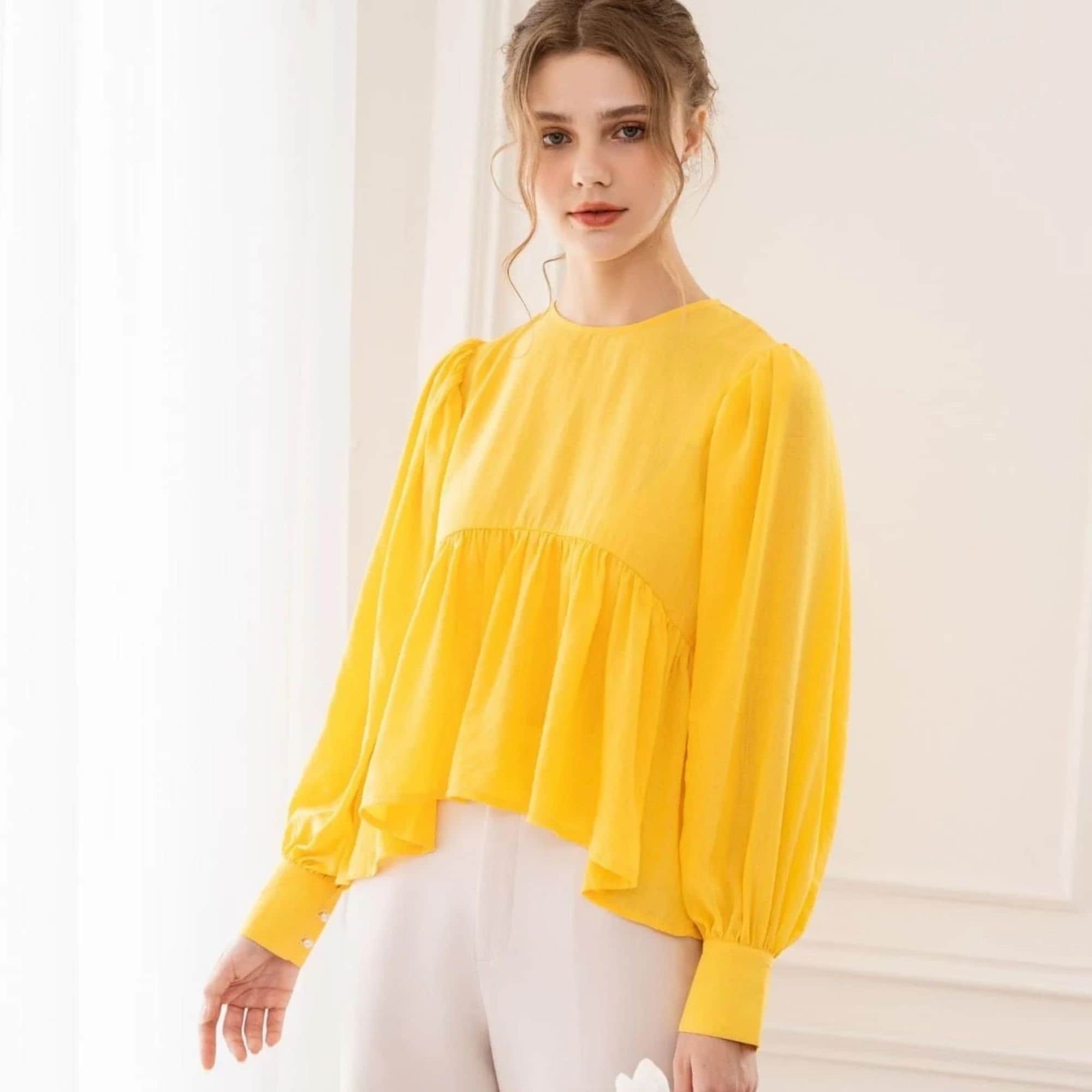 Leonie Asymmetrical Ruffle Hem Blouse | Easy Digital Sewing Pattern for ...