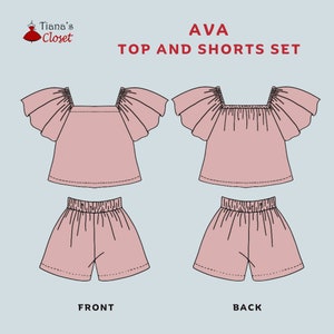 Ava Top and Shorts Set - PDF Sewing Pattern | Digital Sewing Pattern ...