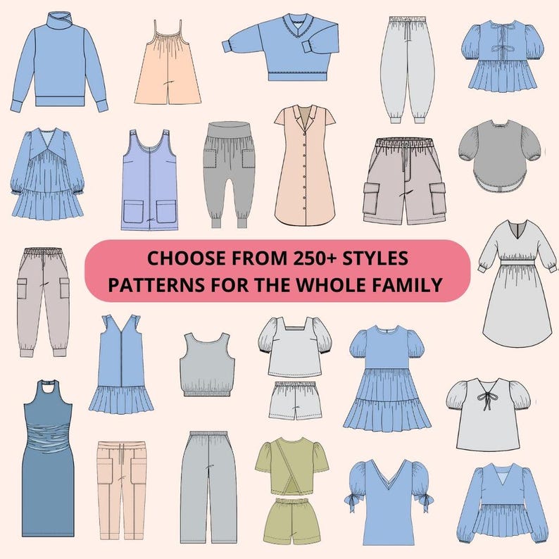 10 Sewing Patterns Bundle: Mix & Match Styles (PDF Download) - Etsy