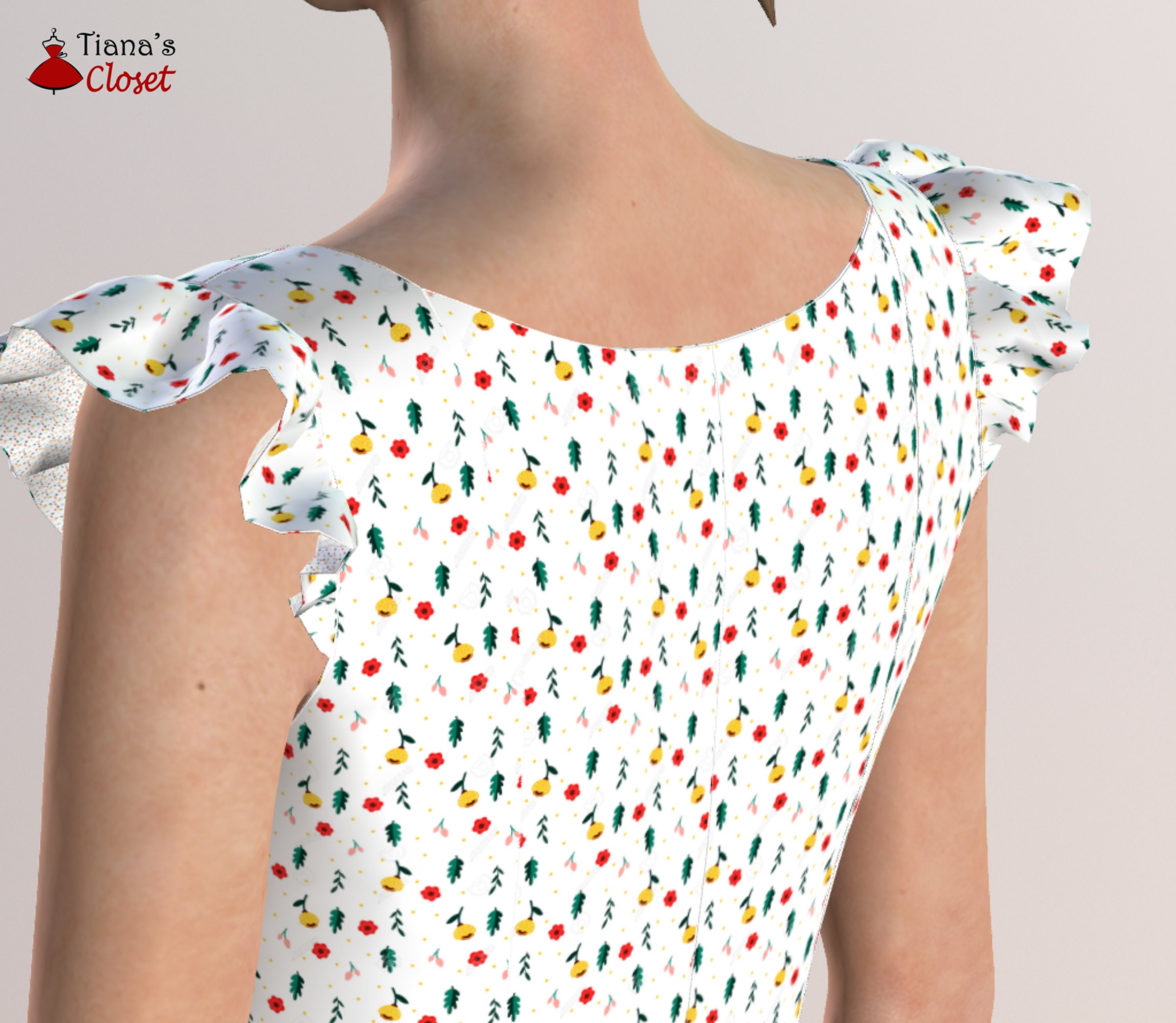 Nadine Flutter Sleeve Dress PDF Sewing Pattern Digital Sewing Pattern ...