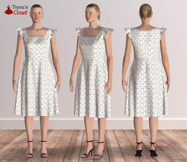 Nadine Flutter Sleeve Dress PDF Sewing Pattern Digital Sewing Pattern ...
