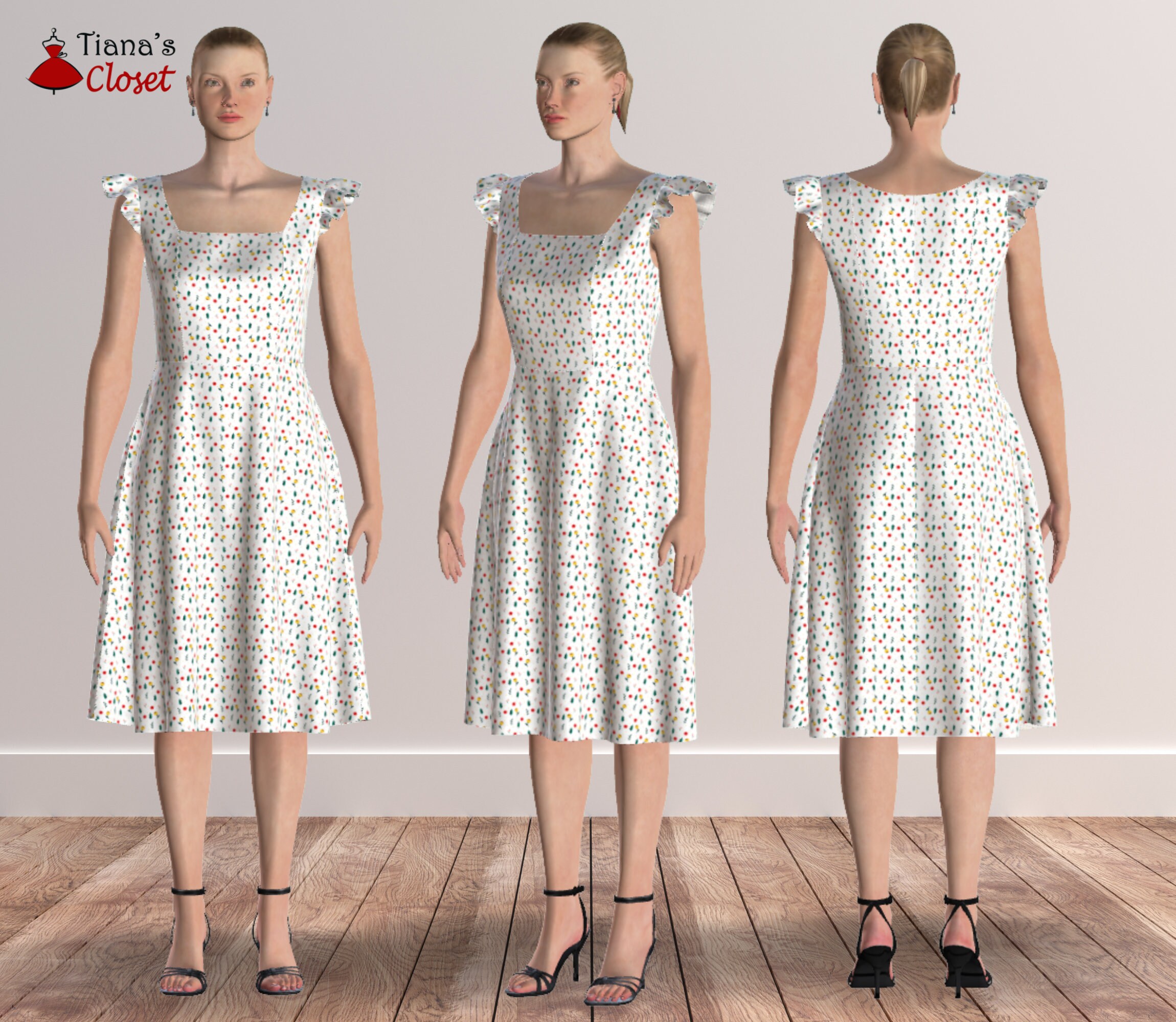 Nadine Flutter Sleeve Dress PDF Sewing Pattern Digital Sewing Pattern ...