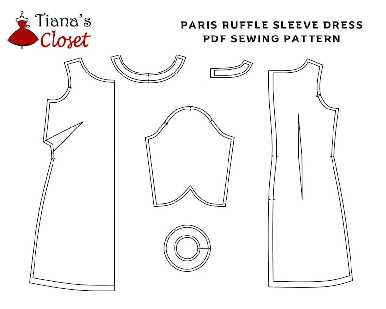 Paris Ruffle Sleeve Shift Dress Sewing Pattern (PDF) - Etsy