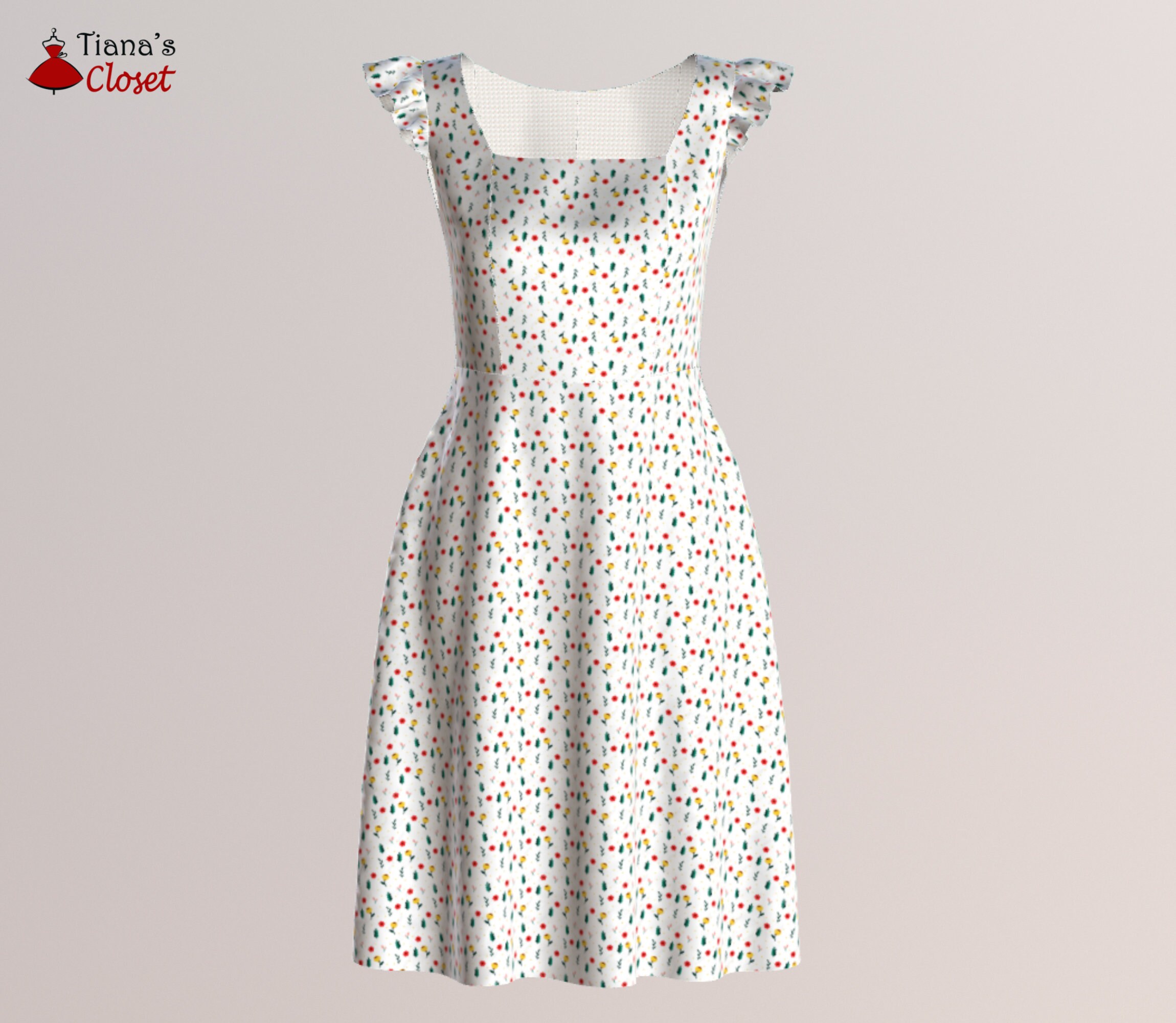 Nadine Flutter Sleeve Dress PDF Sewing Pattern Digital Sewing Pattern ...