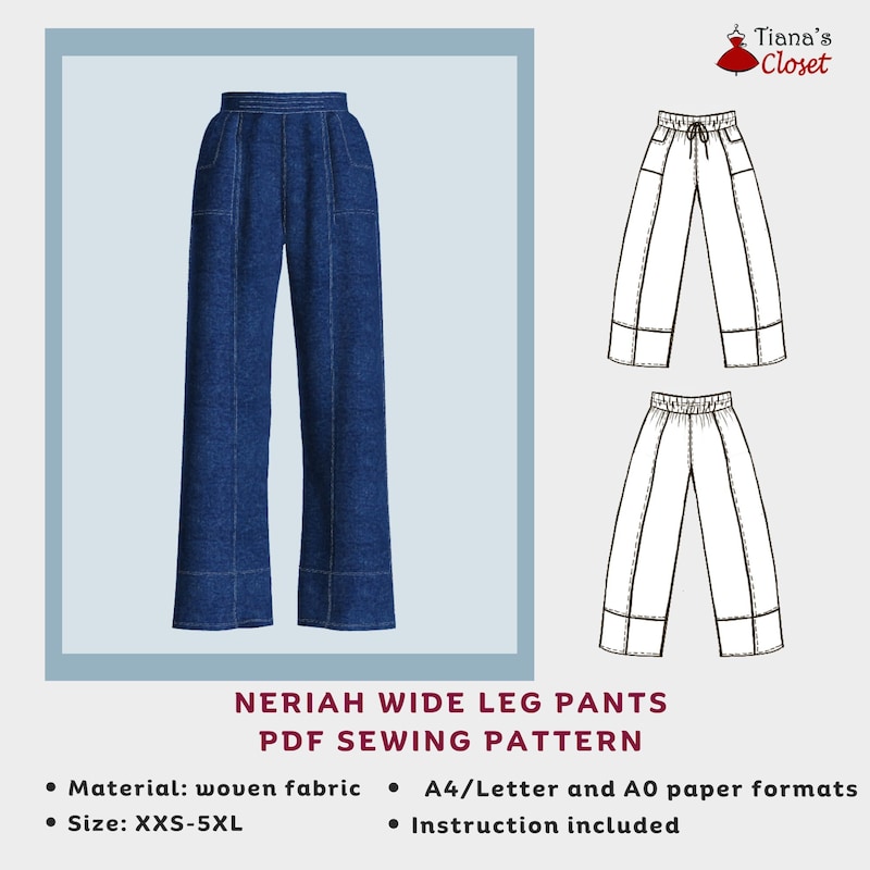 Wide Leg Pants Pattern - Etsy