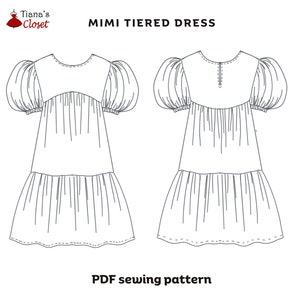 Mimi Tiered Dress PDF Sewing Pattern: Girls Puffed Sleeve Design - Etsy