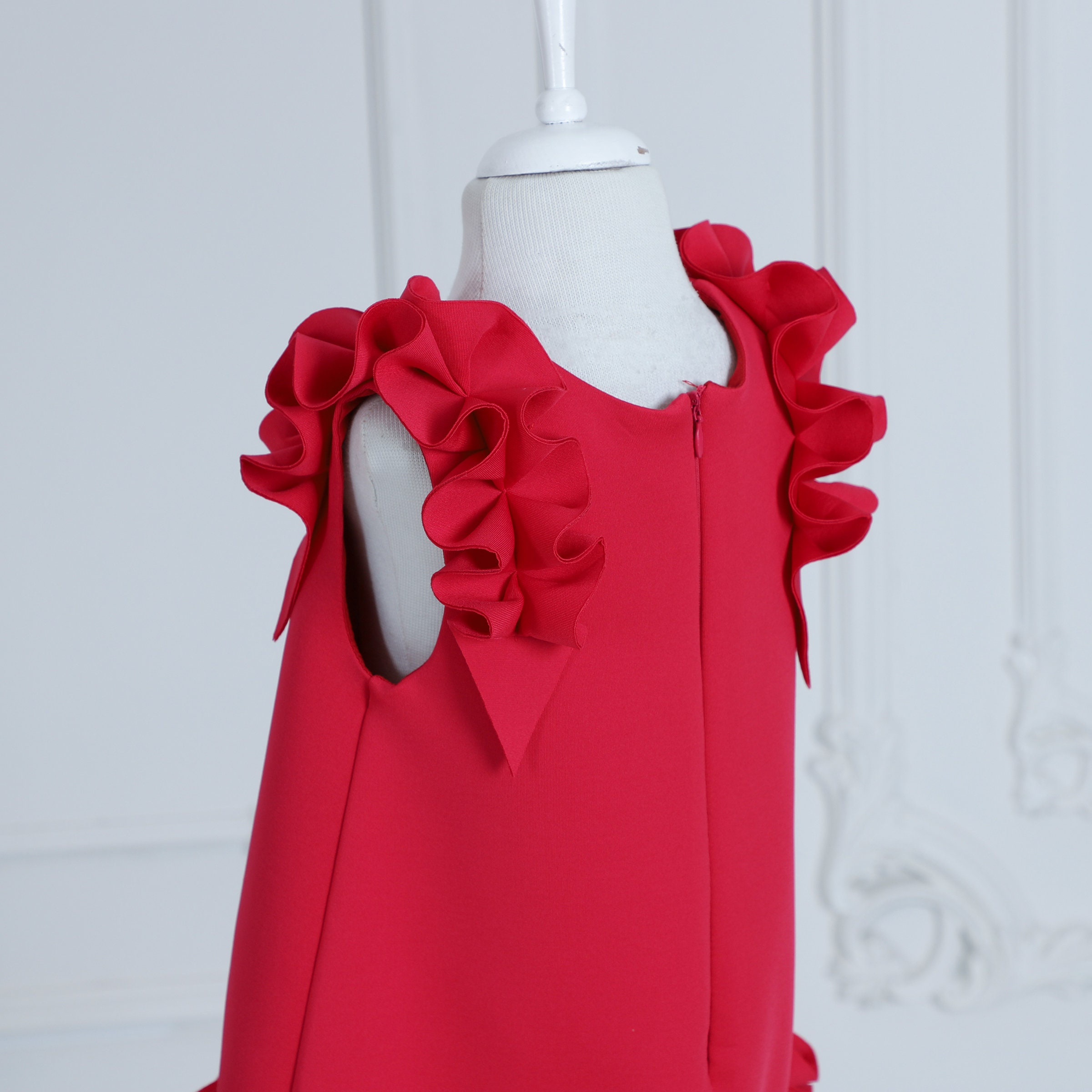 Red Christmas Baby Dress, Wave Pattern Baby Girl Dress, Red Flower Girl ...