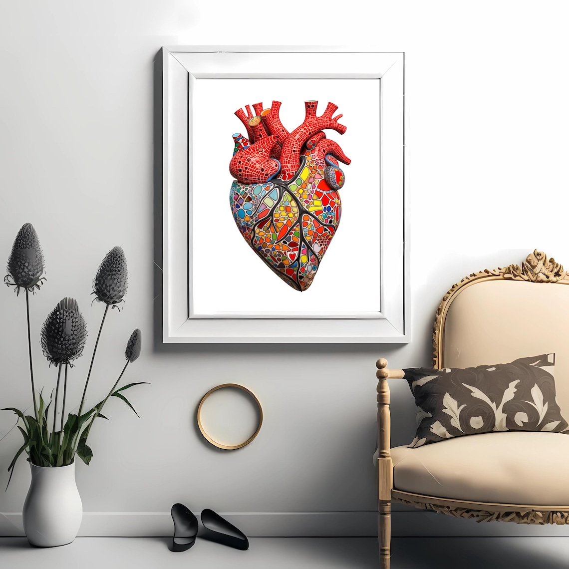 Abstract Heart Wall Art Unique Design. Anatomical Human Heart Wall Art ...