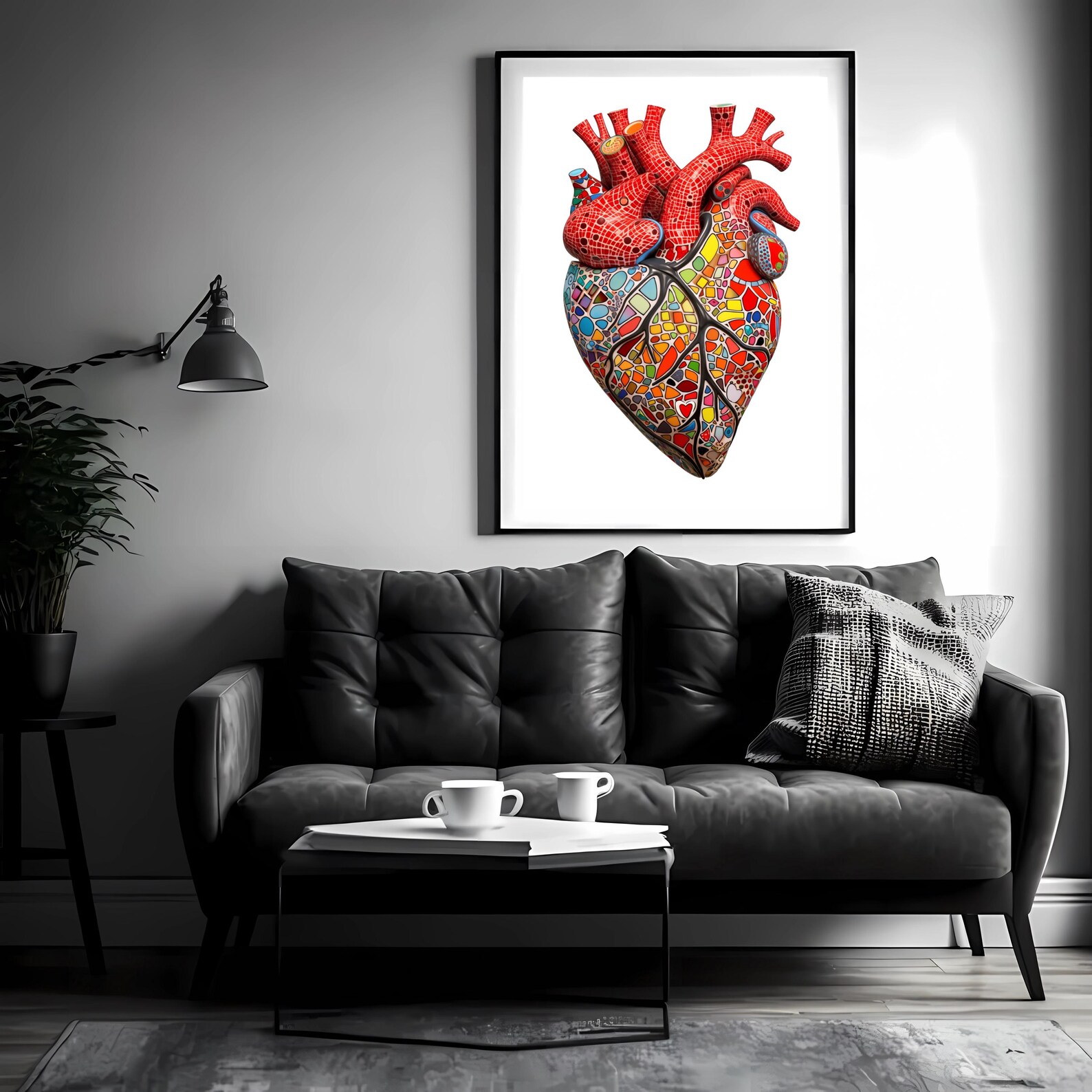 Abstract Heart Wall Art Unique Design. Anatomical Human Heart Wall Art ...
