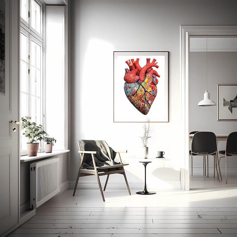 Anatomical Heart Wall Art – Unique Colorful Design, Medical Print ...