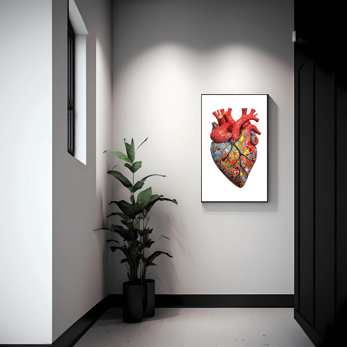 Abstract Heart Wall Art Unique Design. Anatomical Human Heart Wall Art ...