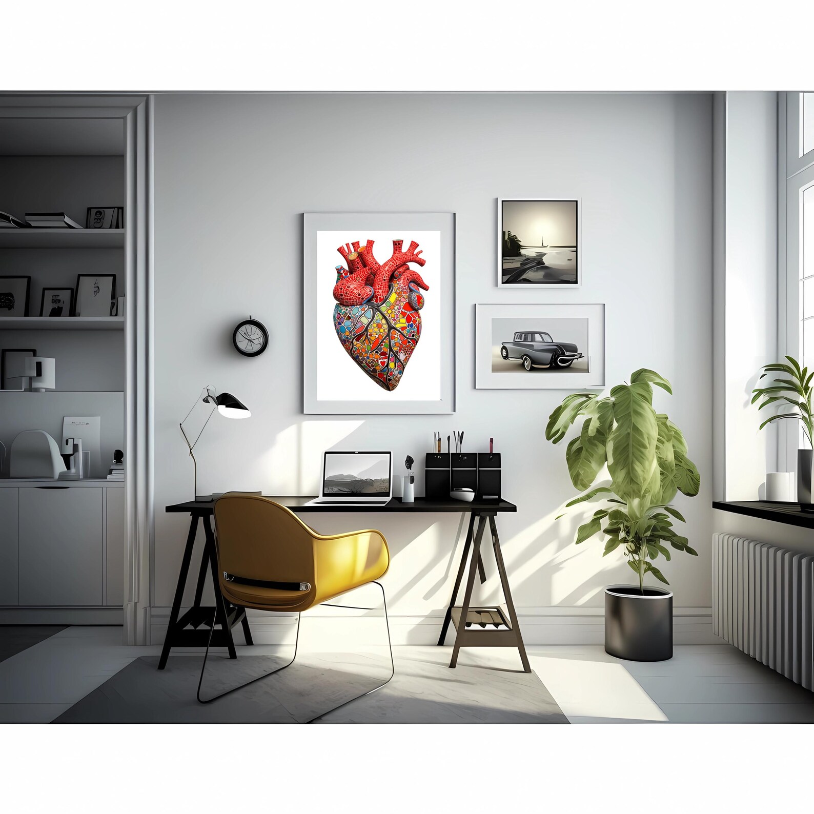 Abstract Heart Wall Art Unique Design. Anatomical Human Heart Wall Art ...