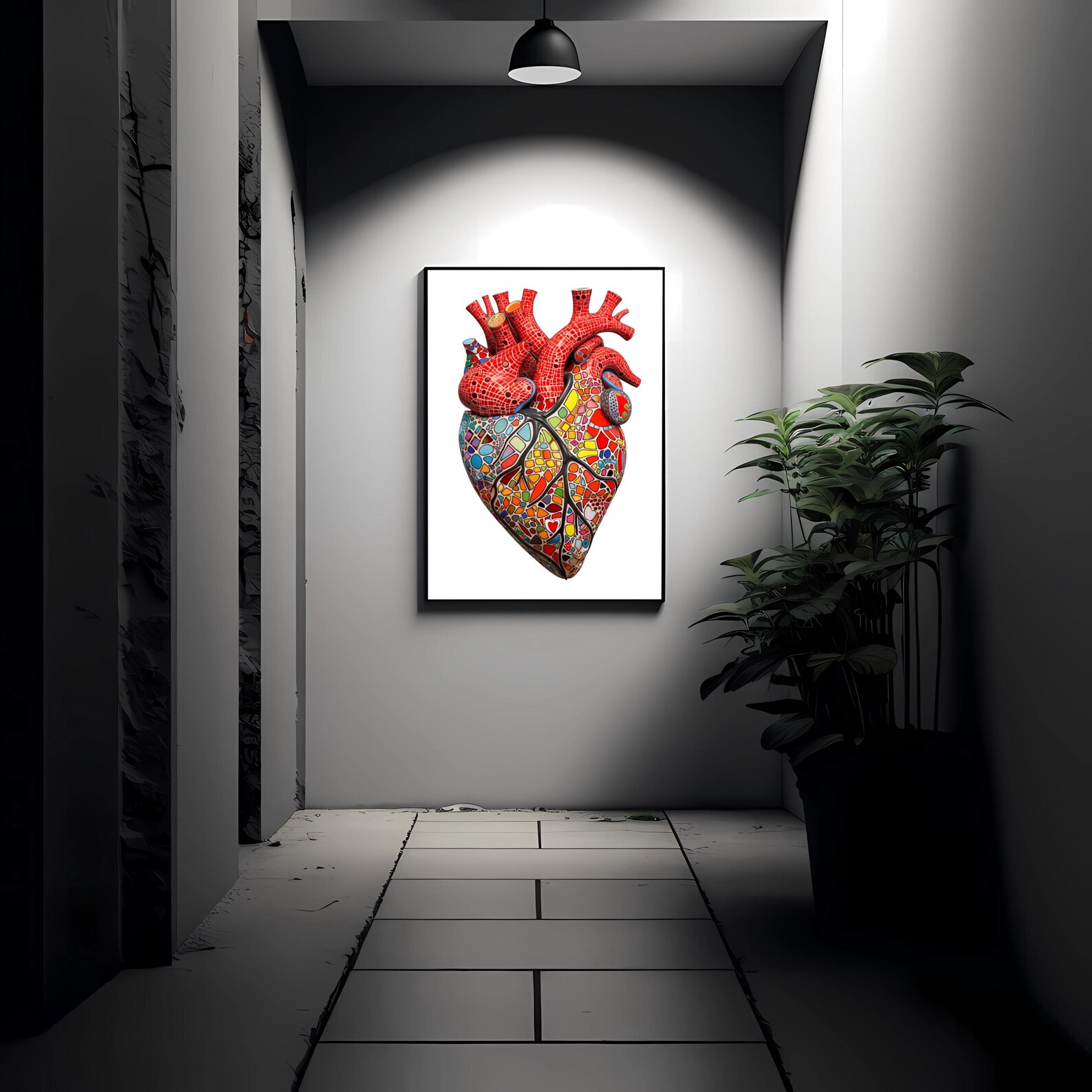 Abstract Heart Wall Art Unique Design. Anatomical Human Heart Wall Art ...