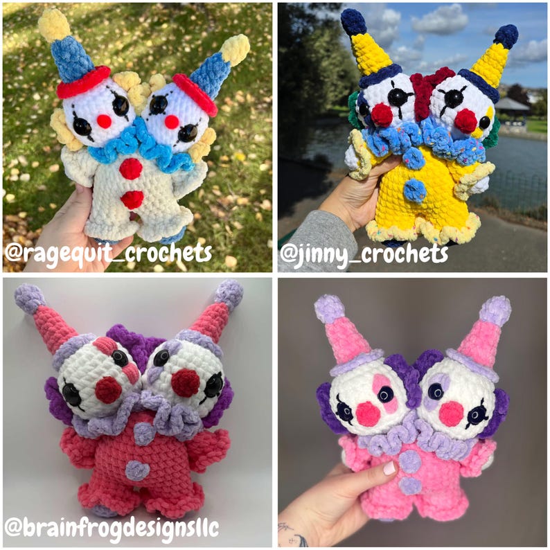 Two-headed Clown Crochet Pattern PDF | Cute Horror Amigurumi Plushie ...