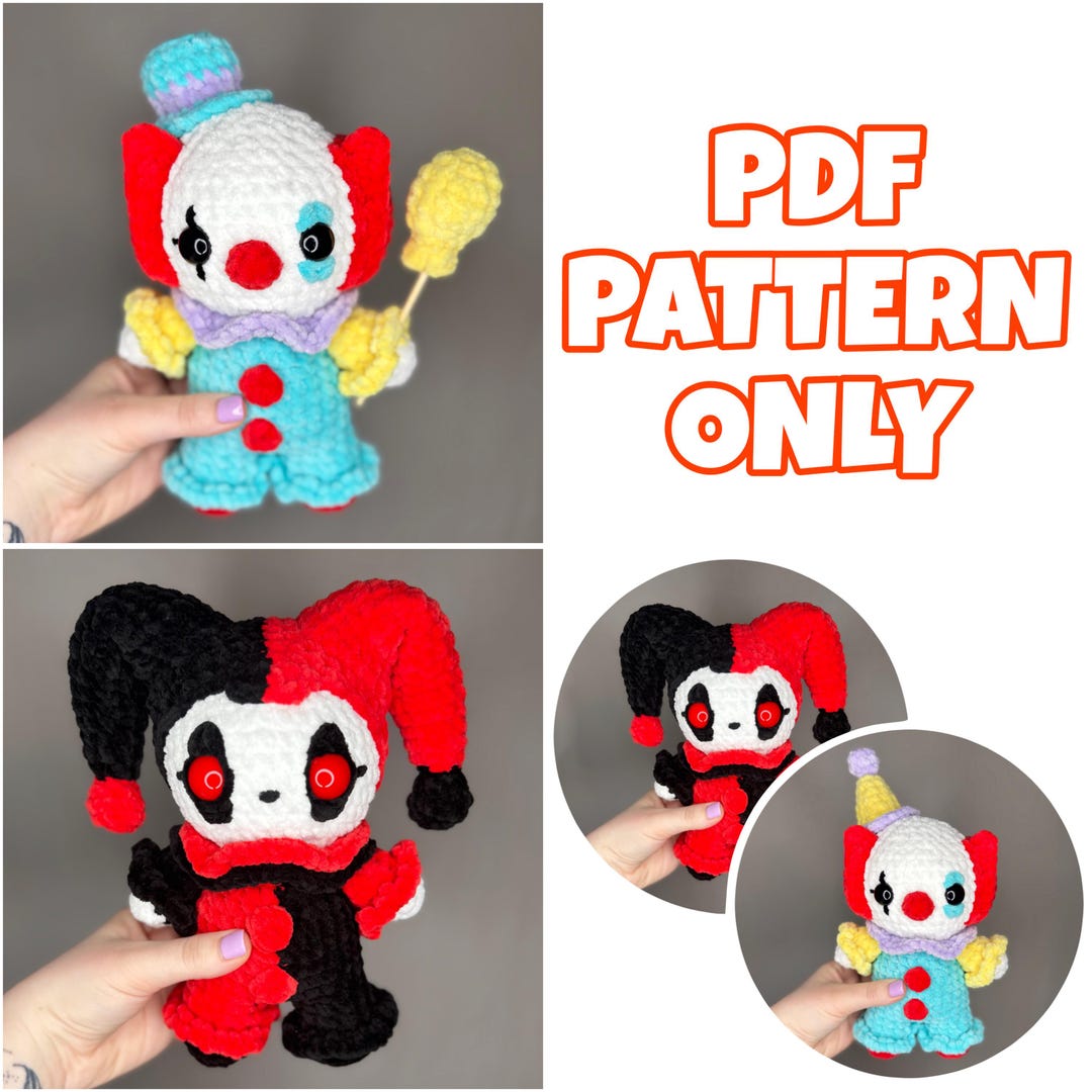 2 in 1 Mini Clown & Jester Clown Bundle Crochet Pattern PDF | Cute ...