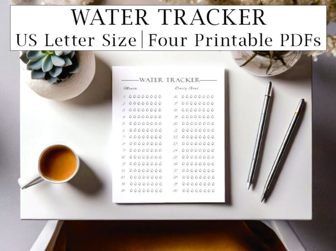 Monthly Water Tracker Chart 28-day, 29-day, 30-day, and 31-day File ...