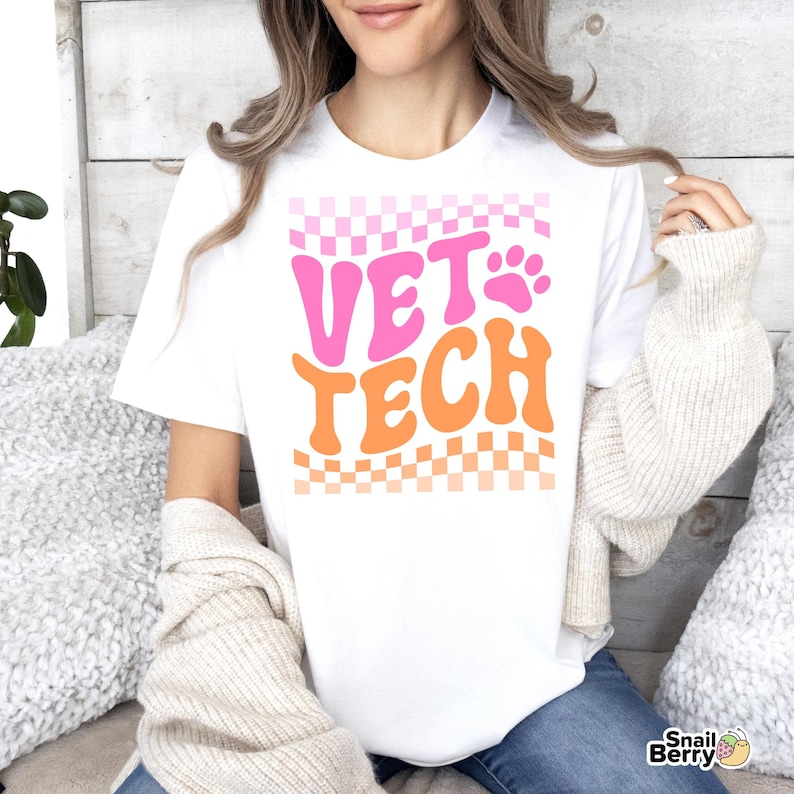 Vet Tech Paw Print Veterinarian PNG Digital Download - Cute Retro Pink ...
