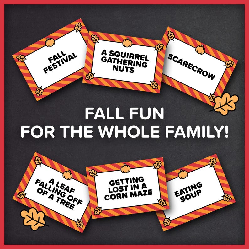 Fall Charades Game Printable | 112 Fall Charades Cards Digital Download ...