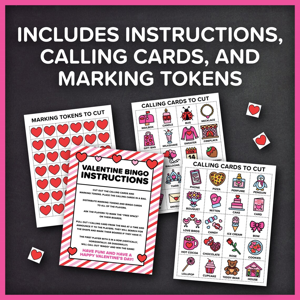 50 Valentine Bingo Cards Printable Valentines Day Bingo Game Digital ...