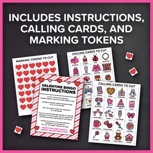 50 Valentine Bingo Cards Printable Valentines Day Bingo Game Digital ...