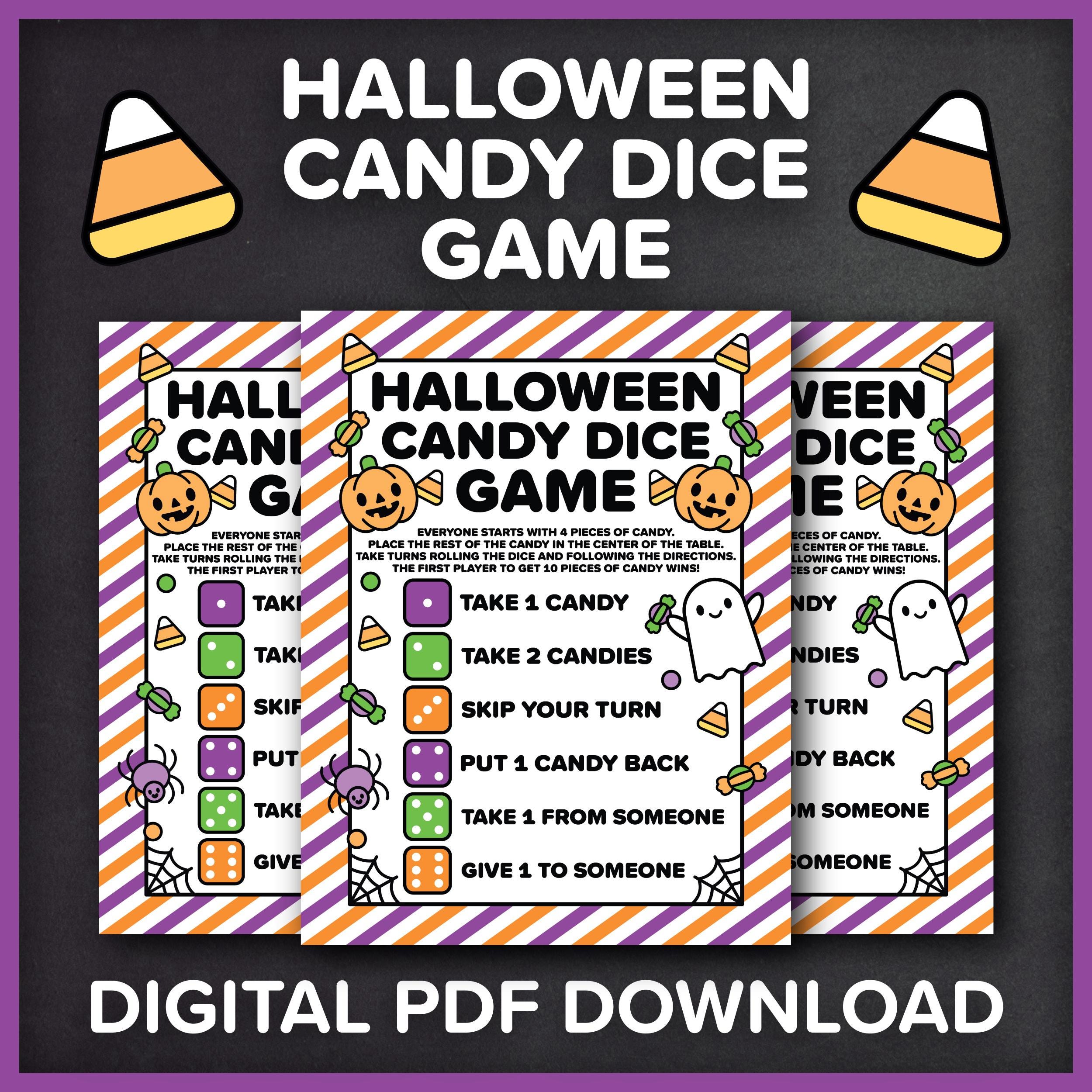 Halloween Candy Dice Game Printable | Fall Game Digital Download ...