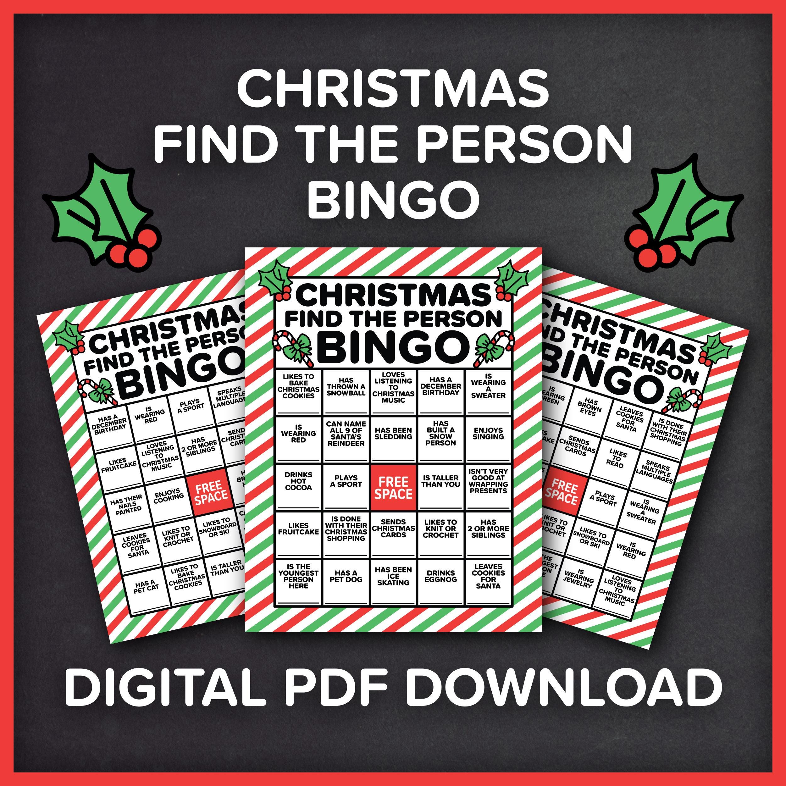50 Christmas Find the Person Bingo Cards Printable Holiday Bingo Get to ...