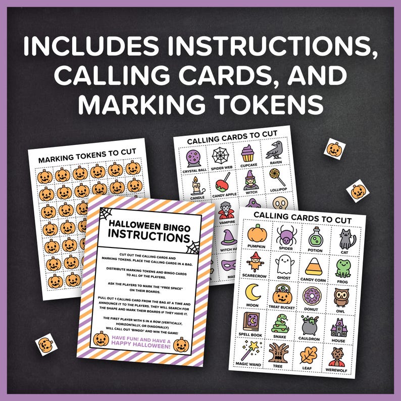 50 Halloween Bingo Cards Printable | Halloween Bingo Game Digital ...