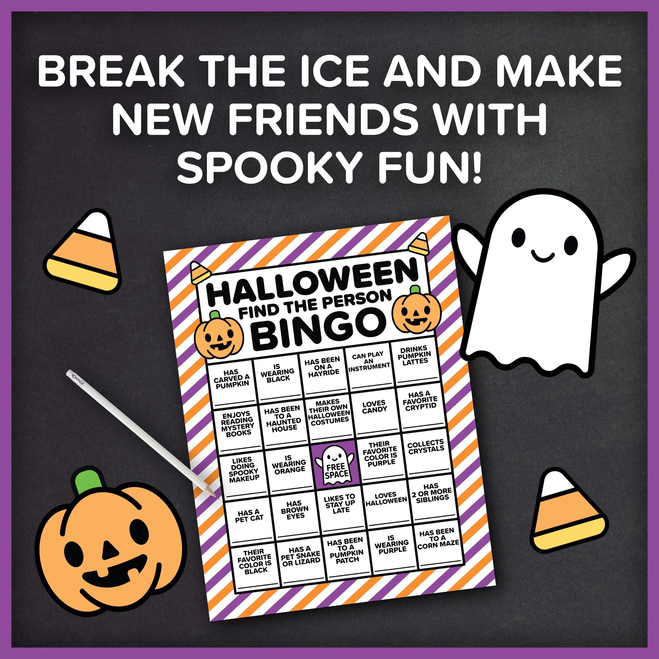 50 Halloween Find the Person Bingo Cards Printable | Spooky Bingo Get ...