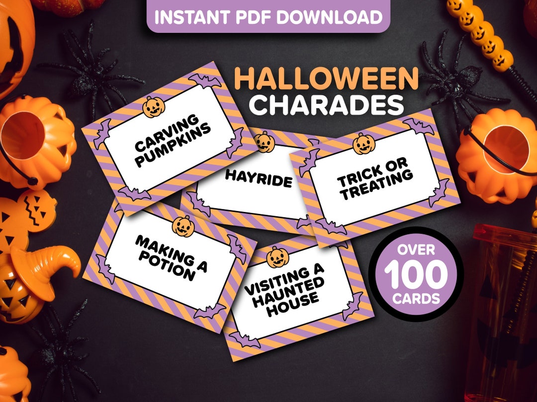 Halloween Charades Game Printable | 112 Halloween Charades Cards ...